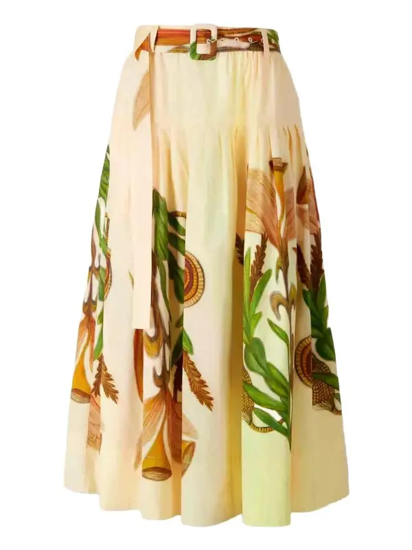 Ulla Johnson Filagree Botanical-print Midi Skirt - Neutrals