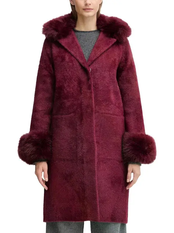 Joseph Ribkoff Faux-fur Trim Coat - Red