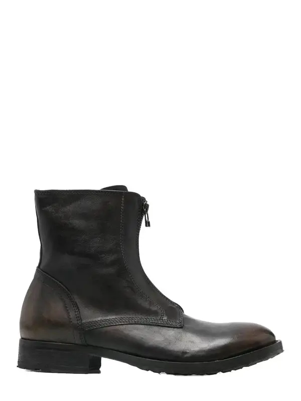 LEQARANT Leather Zip Boots - Brown