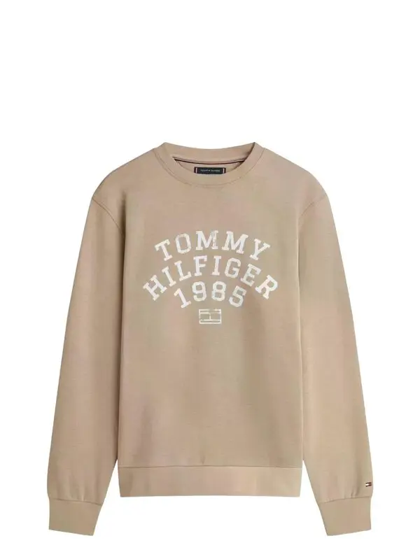 Tommy Hilfiger Logo-lettering Crew-neck Sweatshirt - Neutrals
