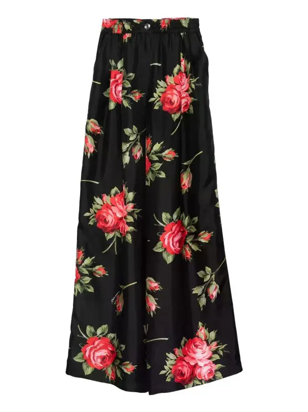 Dolce & Gabbana Floral-print Trousers - Black