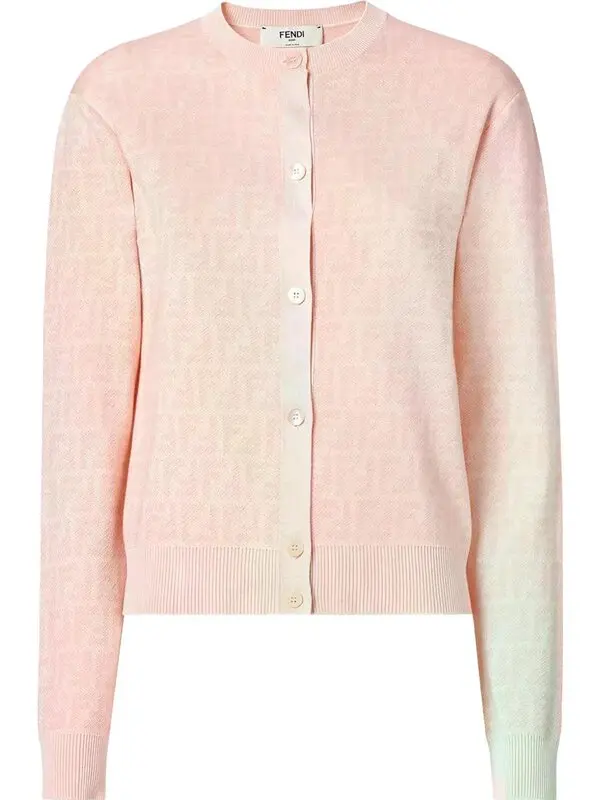 Fendi Patterned Buttoned Cardigan - Pink
