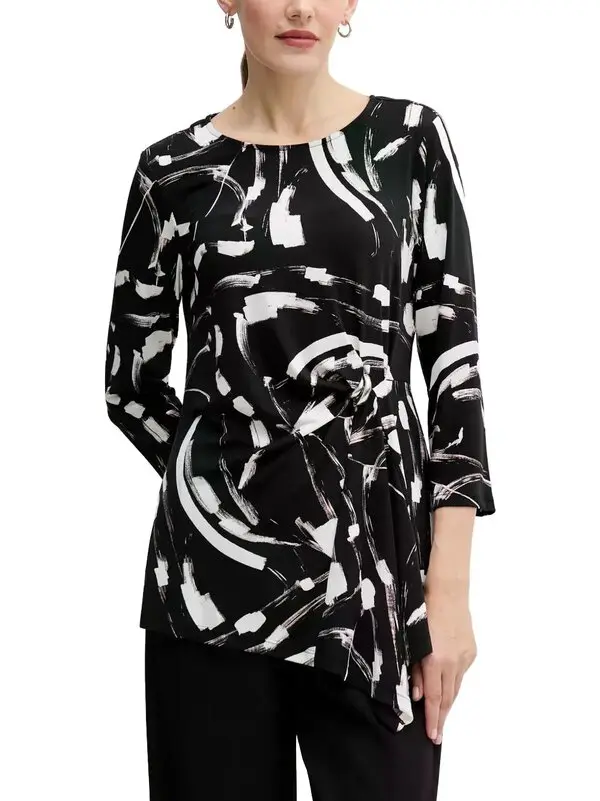 Joseph Ribkoff Graphic-print Knot Top - Black