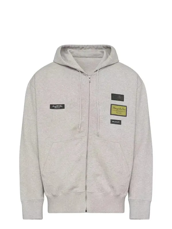 MAISON MARGIELA Zip-up Logo-appliqué Hoodie - Grey