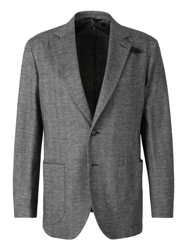Brioni Herringbone Single-breasted Blazer - Grey