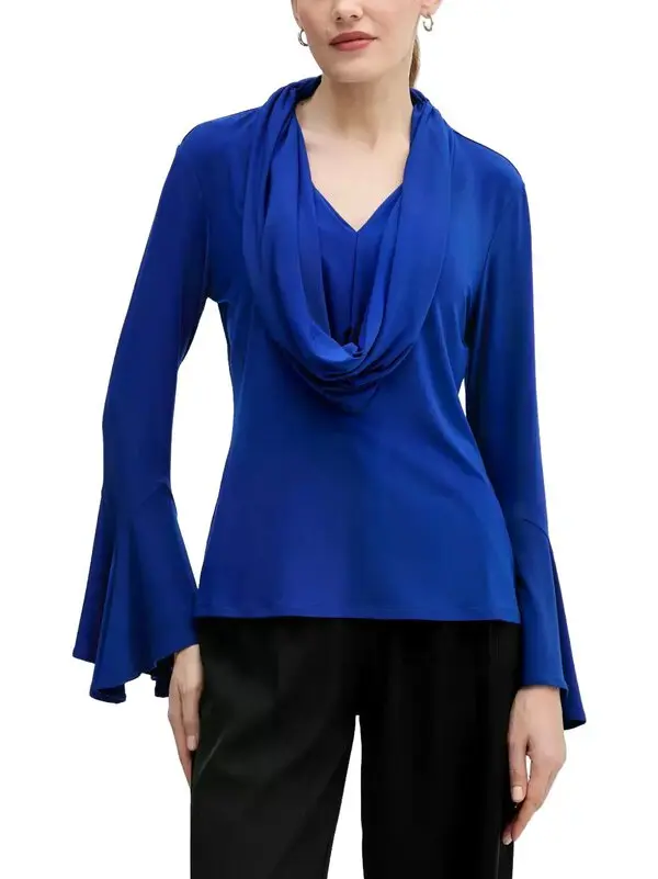 Joseph Ribkoff Cowl-neck Flared Blouse - Blue
