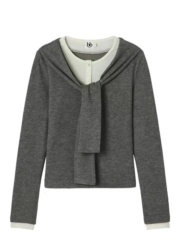 B+AB Tied Top - Grey
