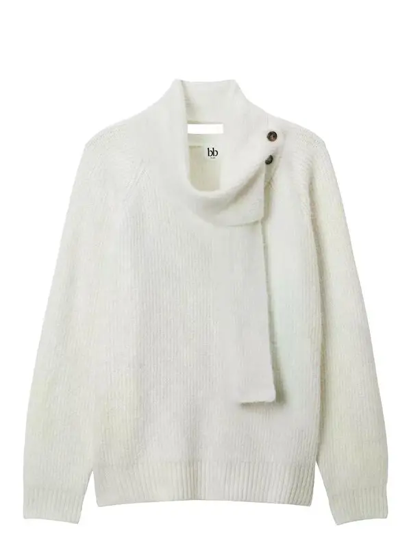 B+AB Button Roll-neck Sweater - Neutrals