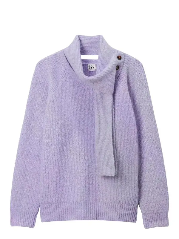 B+AB Button Roll-neck Sweater - Purple