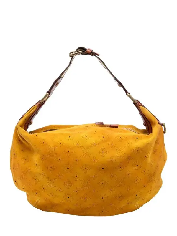 LOUIS VUITTON 2005 Monogram Suede Onatah Gm Hobo Bag - Yellow