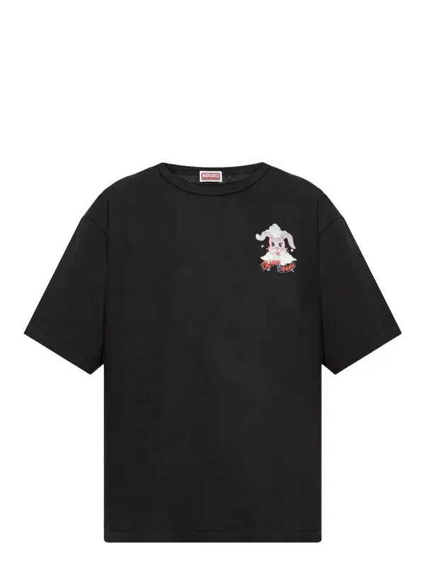 Kenzo Winter Holidays Rabbit-print T-shirt - Black