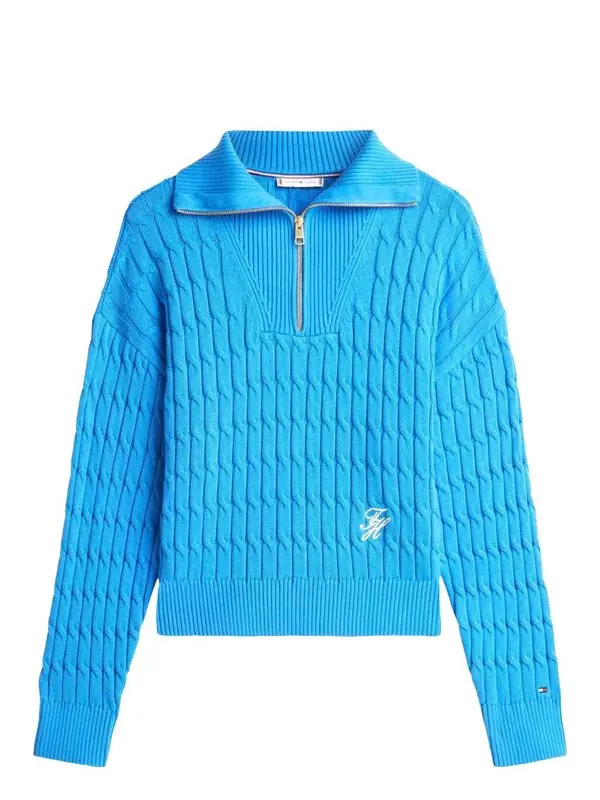 Tommy Hilfiger Cable-knit Zip Sweater - Blue