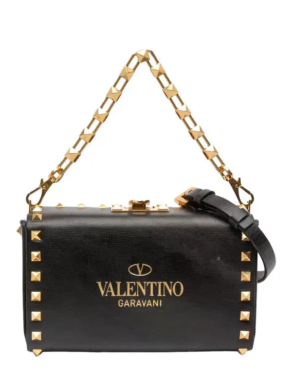 Valentino Garavani 2010-2025 Leather Rockstud Alcove Box Satchel - Black