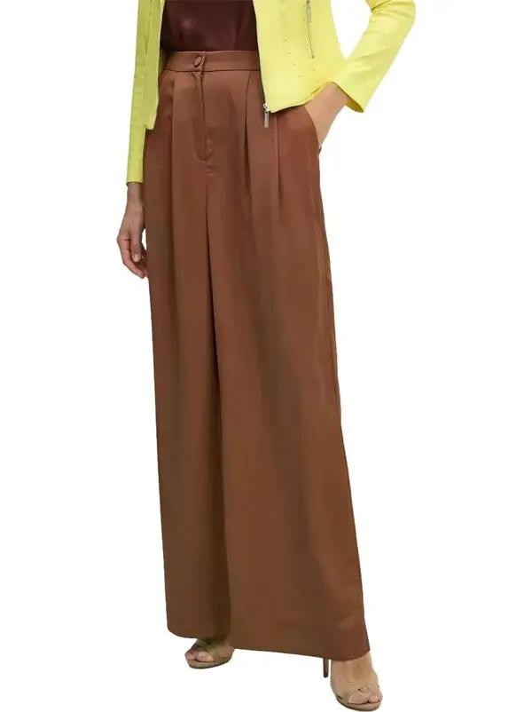 Joseph Ribkoff Pleated Wide-leg Trousers - Brown