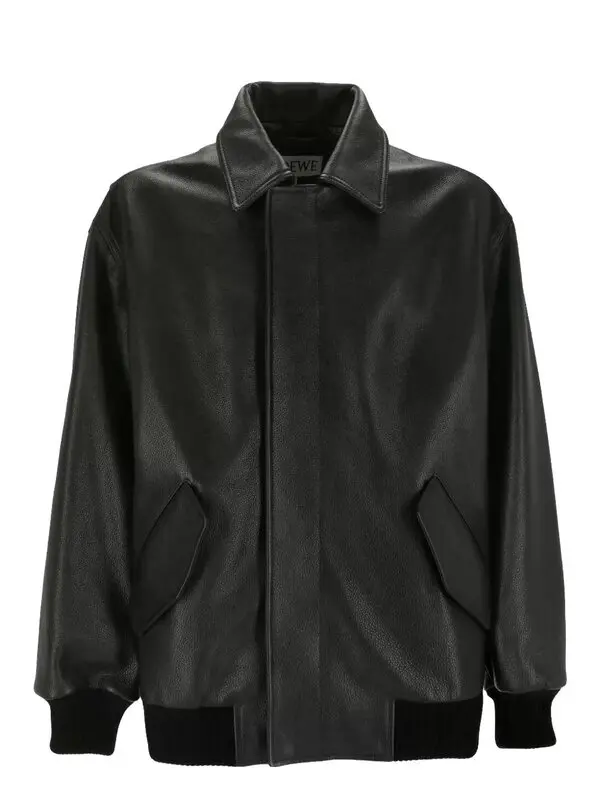 Loewe Leather Bomber Jacket - Black