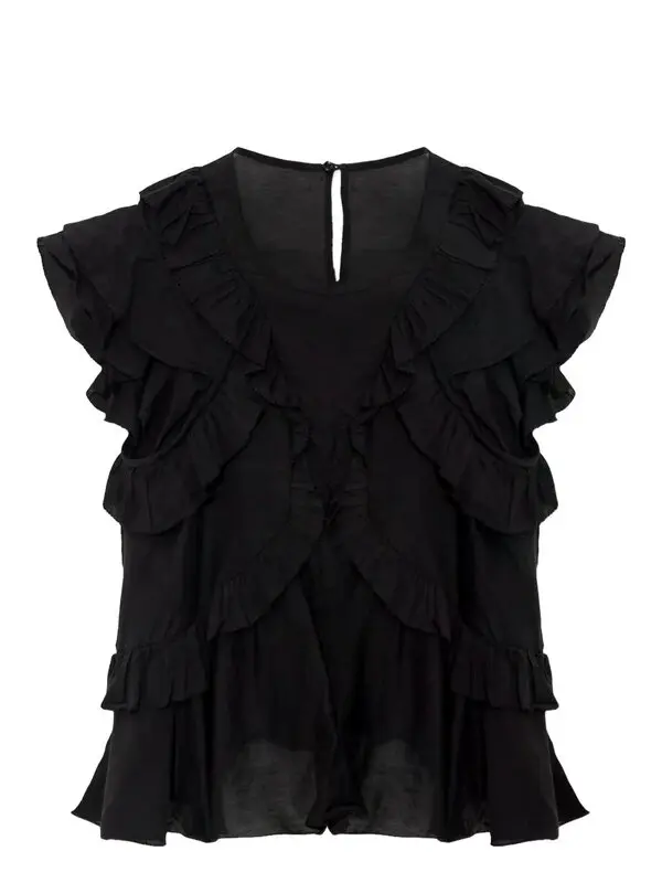 MARANT ETOILE Nalou Ruffled Top - Black