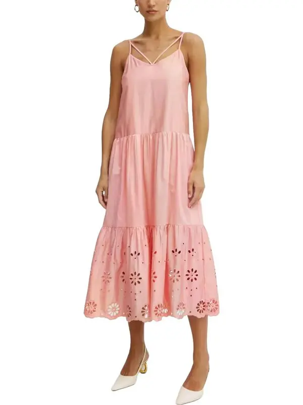 FRACOMINA Eyelet Tiered Dress - Pink