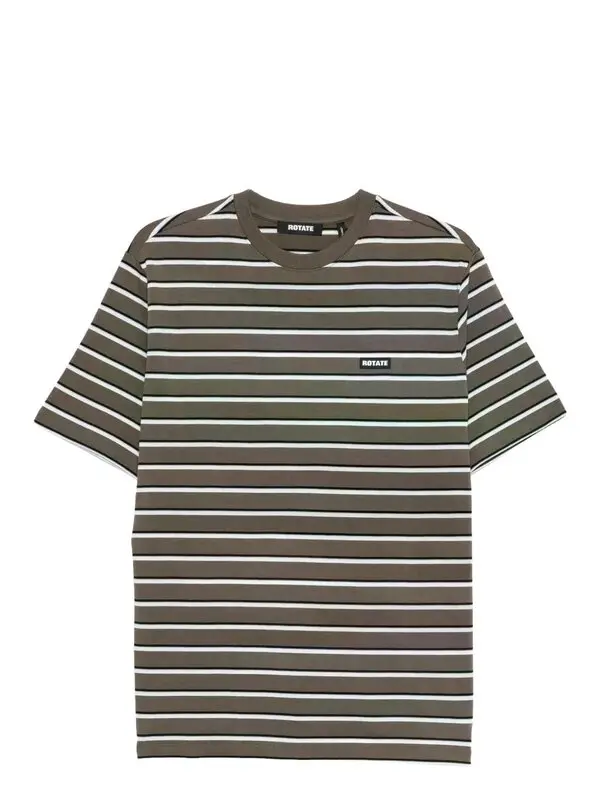 ROTATE BY BIRGER CHRISTENSEN Striped Logo-patch T-shirt - Green