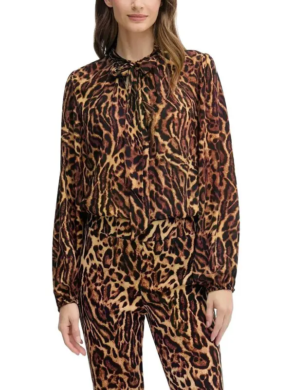 Joseph Ribkoff Animal-print Bow Blouse - Brown