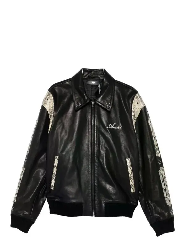 Amiri Snakeskin-print Embellished Jacket - Black