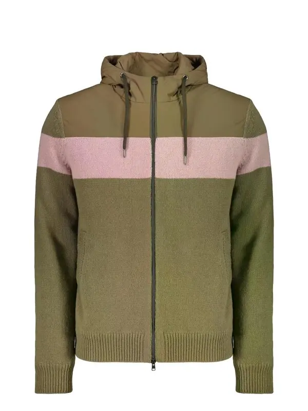 Herno Striped Knit Hoodie - Green