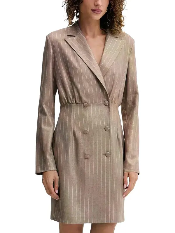 FRACOMINA Pinstriped Double-breasted Dress - Neutrals