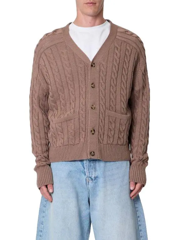 Mnml Cable Cardigan - Tan