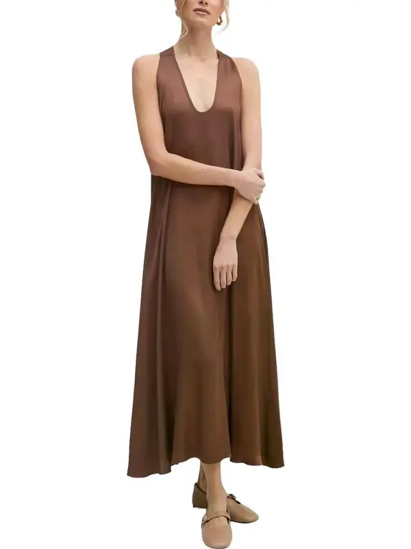 FRACOMINA V-neck Tie-back Dress - Brown