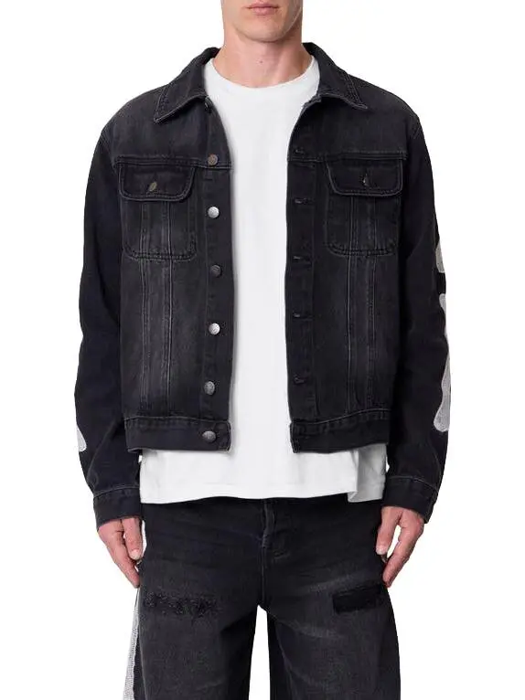 Mnml Skeleton Denim Trucker Jacket - Washed Black