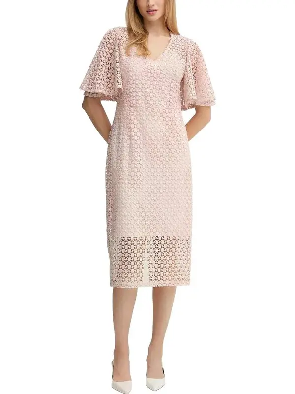 Joseph Ribkoff Floral-lace Butterfly-sleeve Dress - Pink