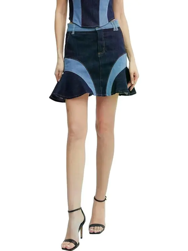 FRACOMINA Panelled Denim Skirt - Blue