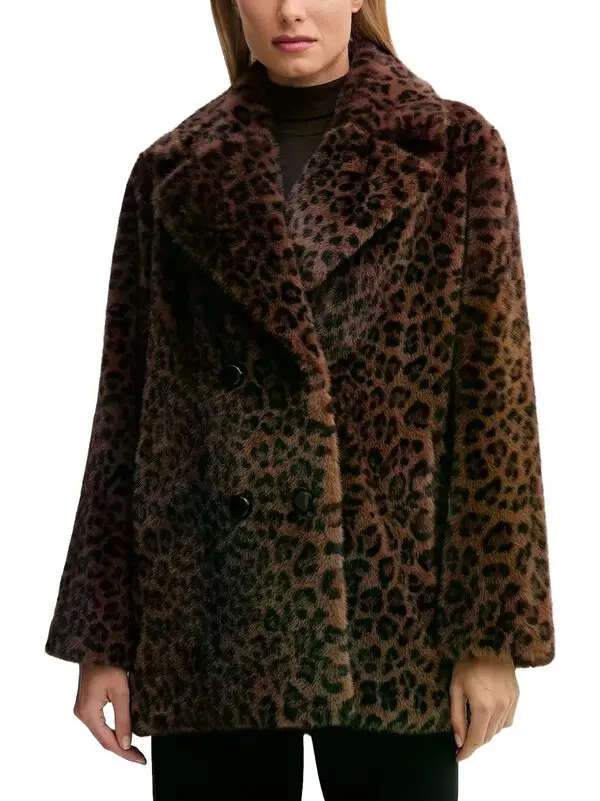 Joseph Ribkoff Leopard-print Double-breasted Coat - Brown