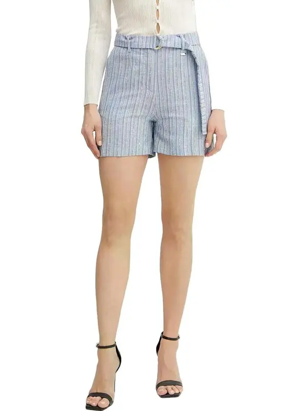 FRACOMINA Striped Belted Shorts - Blue