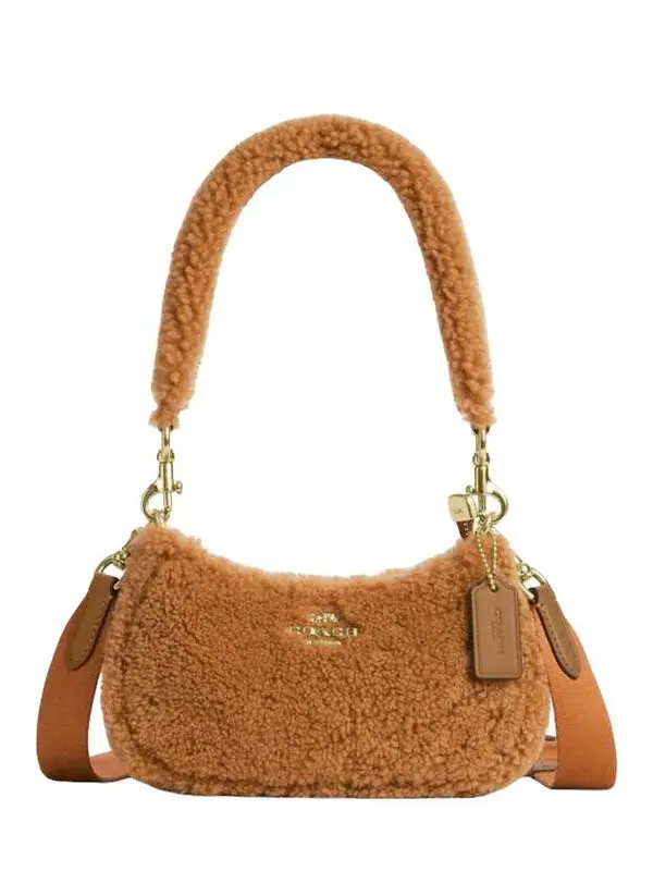 COACH® Teri Mini Shearling Crossbody Bag - Shearling/im/dark Natural/honey Brown