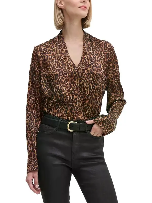 Joseph Ribkoff Animal-pattern V-neck Blouse - Brown