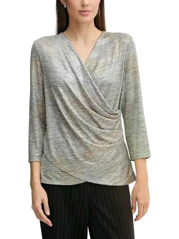 Joseph Ribkoff Draped V-neck Blouse - Grey