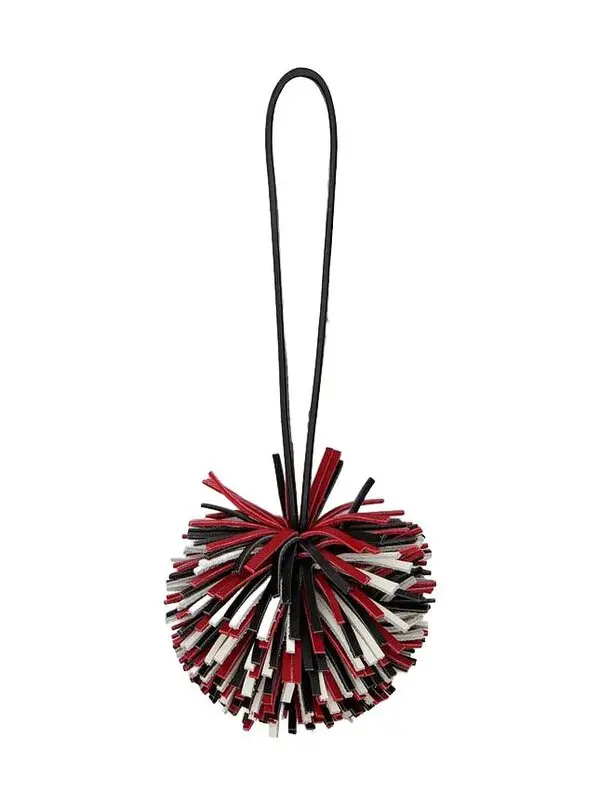 Rebecca Minkoff Leather Pompom Bag Charm - Black/siren/white