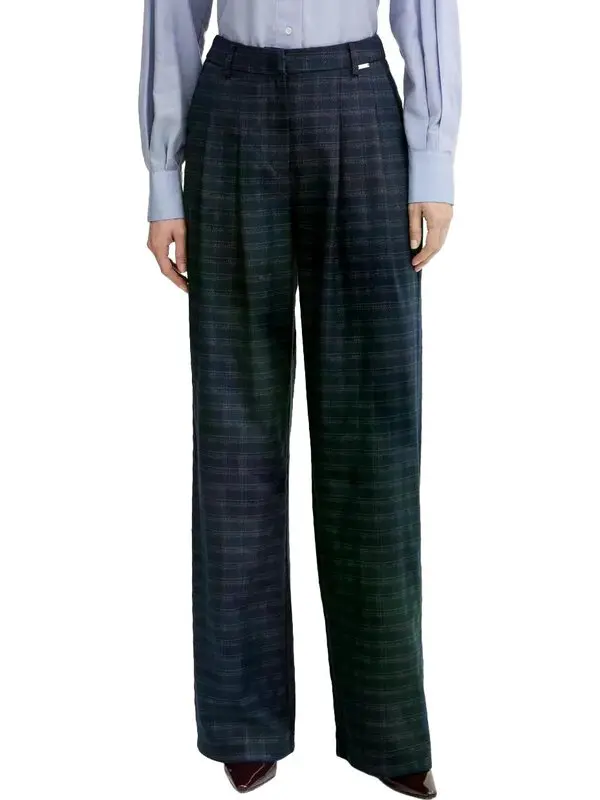 FRACOMINA Pleated Check Trousers - Blue