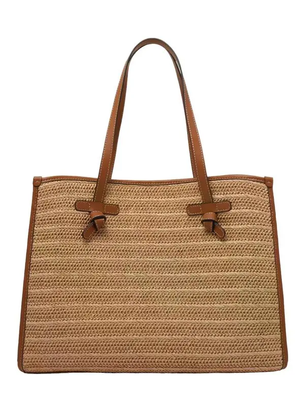 MARCELLA CLUB Woven Raffia Tote Bag - Neutrals