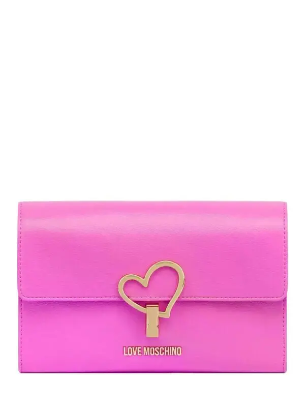 Moschino Heart Chain Flap Shoulder Bag - Pink