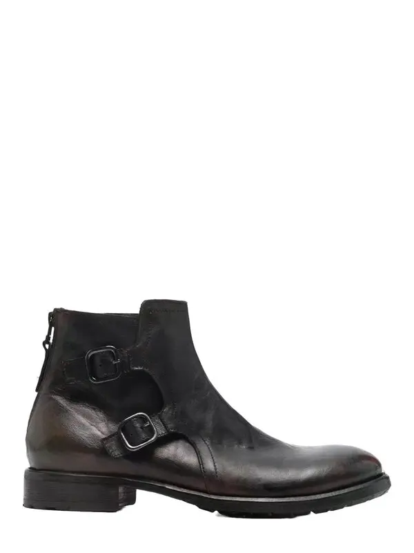LEQARANT Leather Biker Boots - Brown