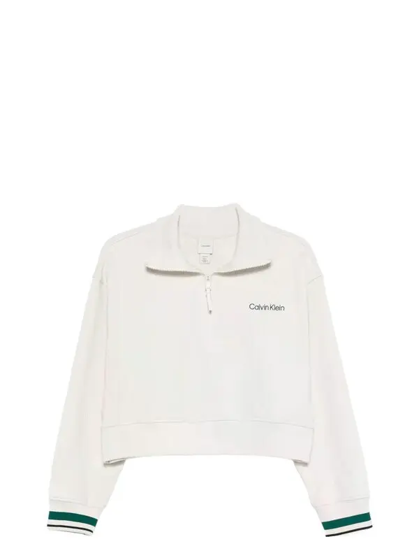 Calvin Klein Zip-up Ribbed Sweatshirt - Neutrals