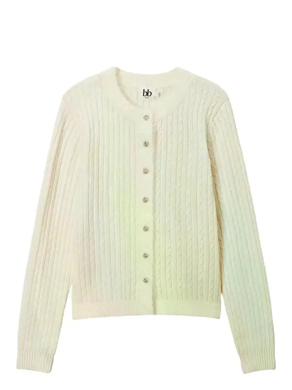 B+AB Cable Knit Button Cardigan - Neutrals