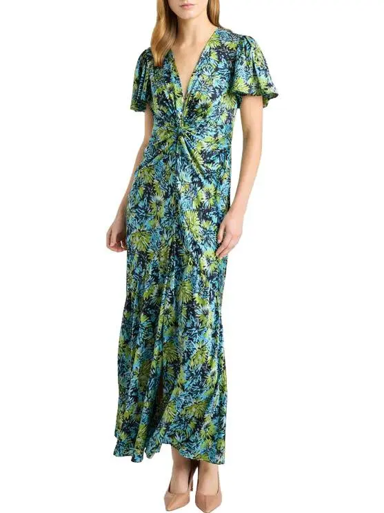 Cinq À Sept Dahlia Print Maxi Dress - Tropical Sky Multi
