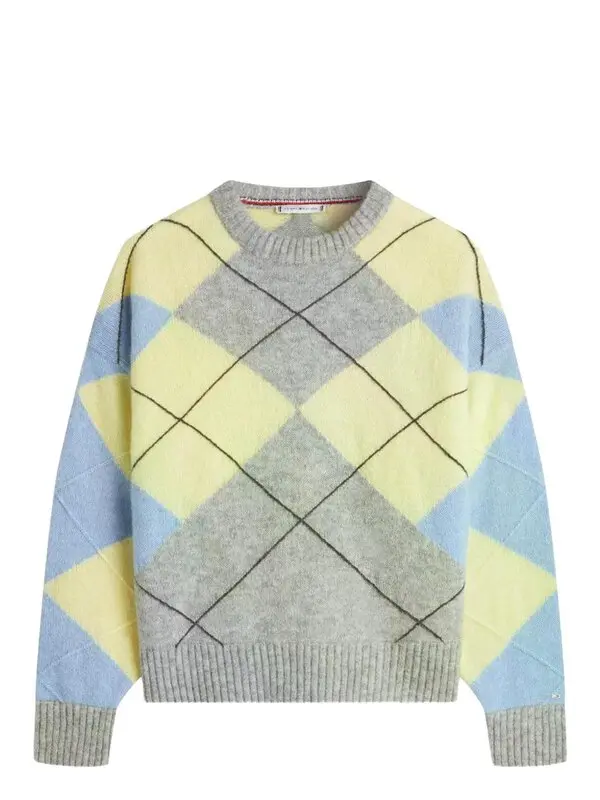 Tommy Hilfiger Argyle Pattern Sweater - Grey