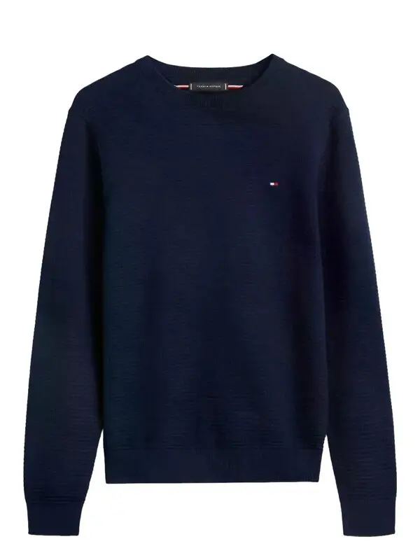 Tommy Hilfiger Textured Logo Sweater - Blue