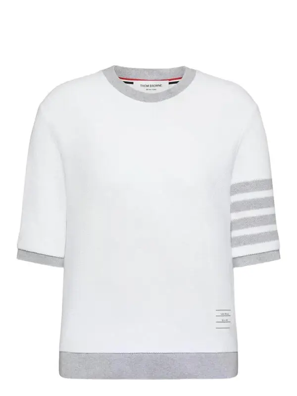 Thom Browne Textured Pique 4-bar Tee - White