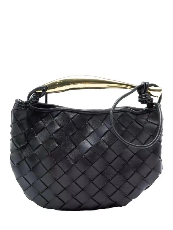 Bottega Veneta Baby Lambskin Intrecciato Sardine Satchel - Black
