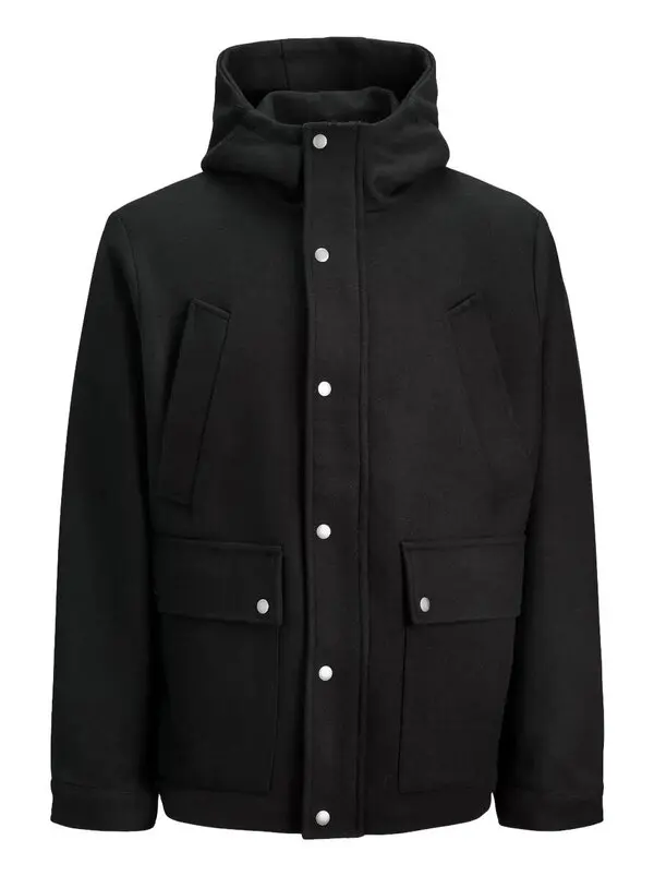 R.D.D. BY JACK JONES Hooded Buttoned Jacket - Black