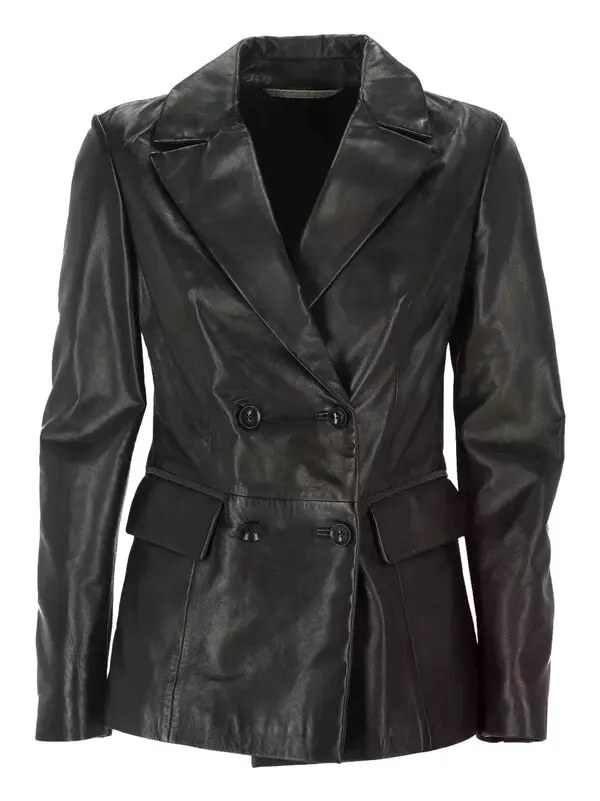 THE JACKIE LEATHERS Double-breasted Panelled Jacket - Black